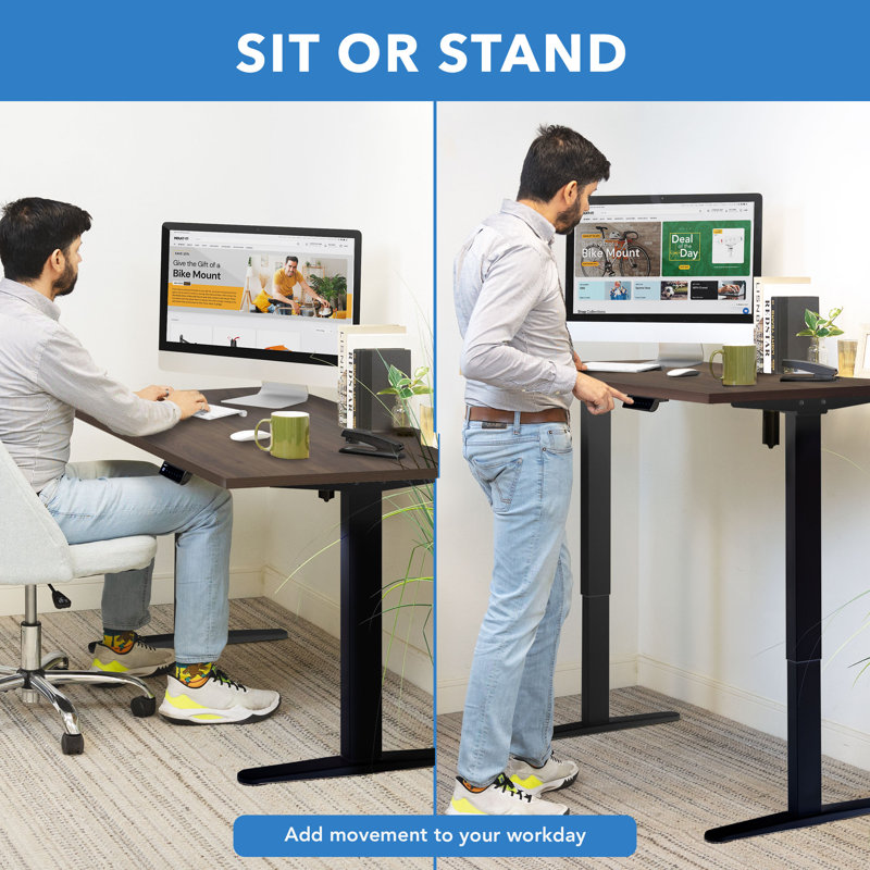 Mount it Electric Sit stand Desk With Tabletop Black Adrift Wayfair